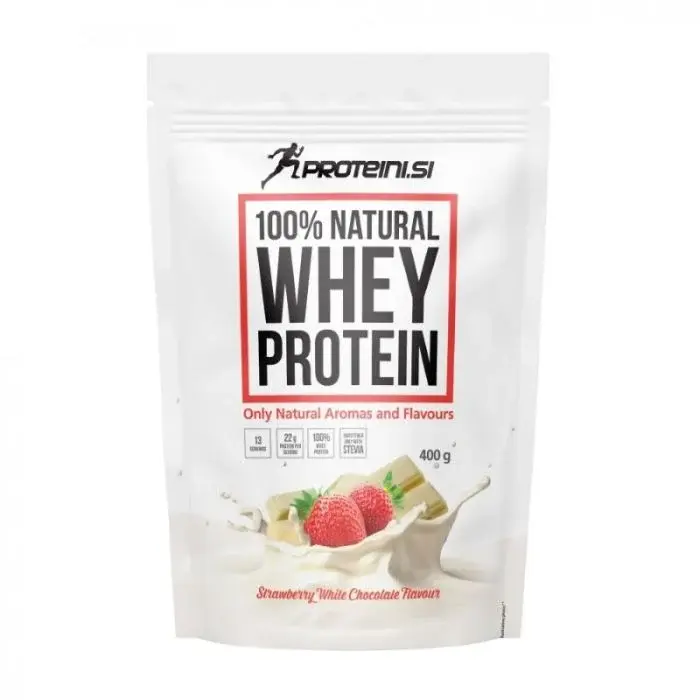 PROTEINI SI Natural Protein Prirodni protein surutke, 400G, bela čokolada i јagoda