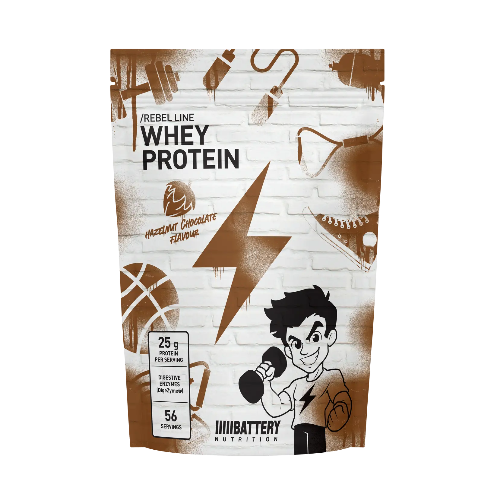 Battery Nutrition Whey Protein Rebel, Čokolada i lešnik, 1800 g