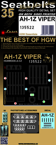 HGW Models 135522 Bell AH-1 Z Viper - Seat Belts and Accessories Set