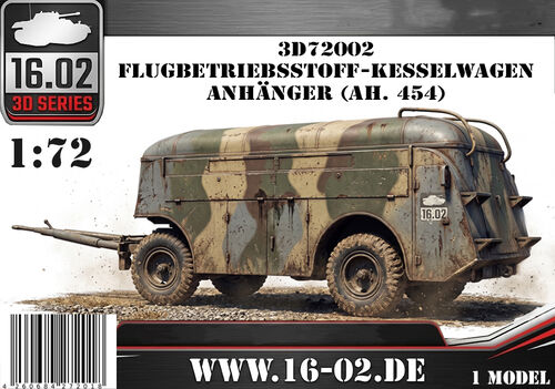 NEW! Custom scale 3D72002 German WWII Flugbetriebsstoff-Kesselwagen Anhanger / Ah. 454 (3D-Printed)