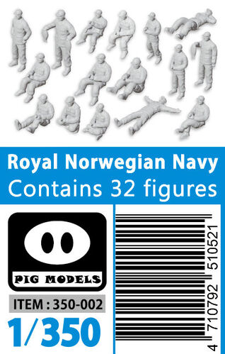 NEW! Pig Models 350-002 Modern Royal Norwegian Navy Ship Crew (32 Figures / 3D-Printed)