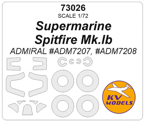 NEW! KV Models 73026 Supermarine Seafire Mk.Ib - Mask Set + Wheels Masks (for Admiral 7207 / 7208 Kits)