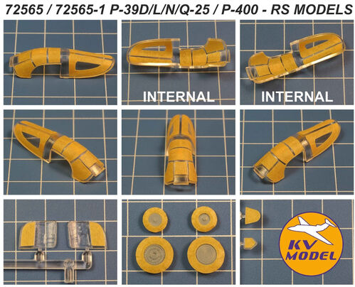 NEW! KV Models 72565-1 Bell P-39 D / L / N / Q-25 and P-400 Airacobra - Double-Sided Masks Set + Wheel Masks (for RS Models)