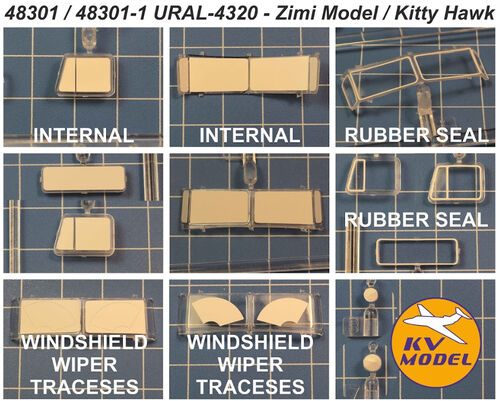 NEW! KV Models 48301-1 URAL-4320 / APA-5D - Double-Sided Masks Set (for Zimi Model 80159 / Q80159 and Kitty Hawk 80159 Kits)