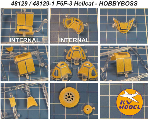 NEW! KV Models 48129 Grumman F6F-3 / F6F-3N Hellcat and Hellcat Mk.I - Masks Set + Wheel Masks (for Hobby Boss 80338 / 80340 / 80359 and 80360 Kits)