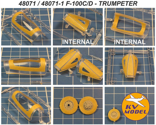NEW! KV Models 48071-1 North American F-100 C/D Super Sabre - Double-Sided Masks Set + Wheel Masks (for Trumpeter 02838 / 02839 and 02822 Kits)