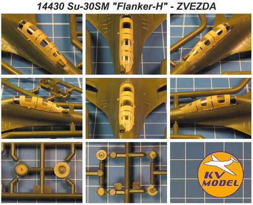 NEW! KV Models 14430 Sukhoi Su-30 SM Flanker-H - Mask Set + Wheels Masks (for Zvezda 7436 Kit)