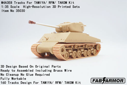 Fab Scale Fa35030 M4A3E8 Sherman - 3D-Printed Tracks Set (for RFM, Takom and Tamiya kits)