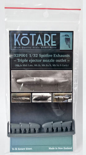 KOTARE 32P001 Supermarine Spitfire Mk.Ia - Exhaust (Mid/Late) 3D-Printed (for Kotare kits)