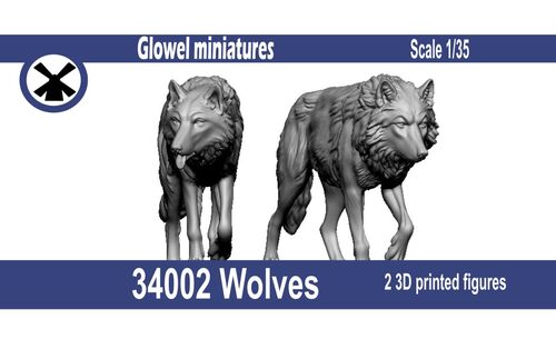 NEW! Glowel Miniatures 34002 Wolves (2 Figures / 3D-Printed)
