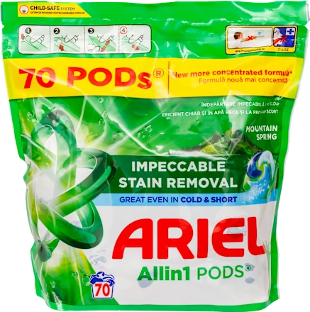ARIEL
Alll in 1 kapsule za pranje veša - MOUNTAIN SPRING, 70 kom