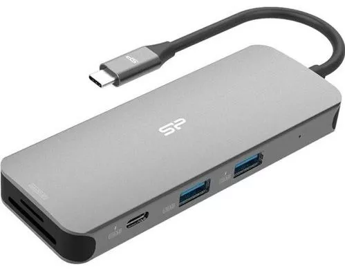 SILICON POWER SR30 8-IN-1 USB-C HUB/DOCKING STATION, SD CARD/MICROSD CARD READER, HDMI, GIGABIT LAN