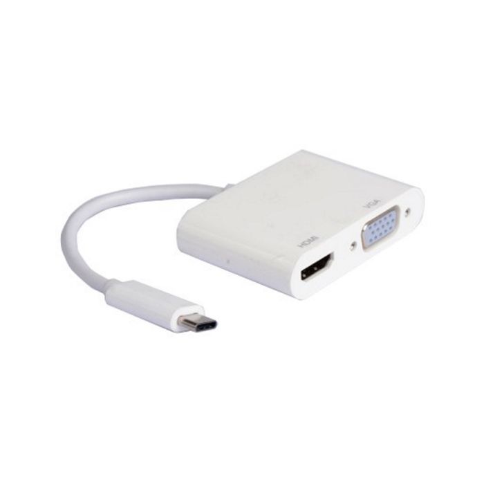 Adapter E-Green USB tip C 3.1 (M) na HDMI + VGA (F) White