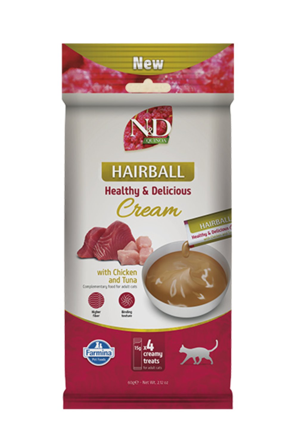 N&D QUINOA HAIRBALL PASTA ZA MACKE, PILETINA I LOSOS 60 G