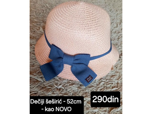 Dečiji šešir šeširić sa mašnom 52cm - kao NOVO