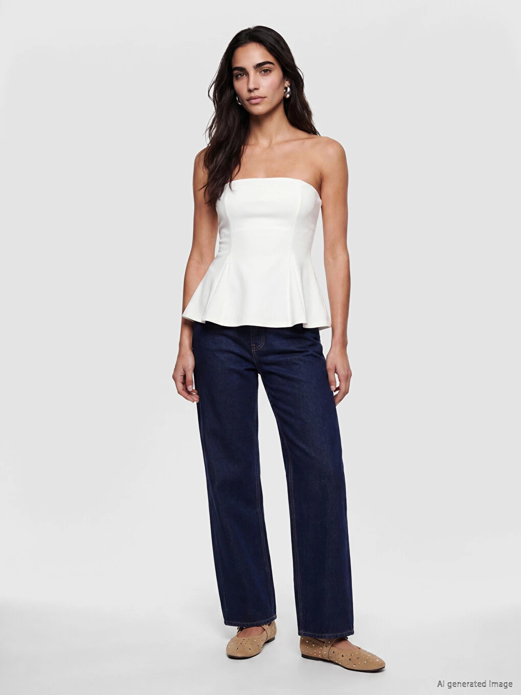 LCW Vision Peplum Korset Bluza Bez Bretela