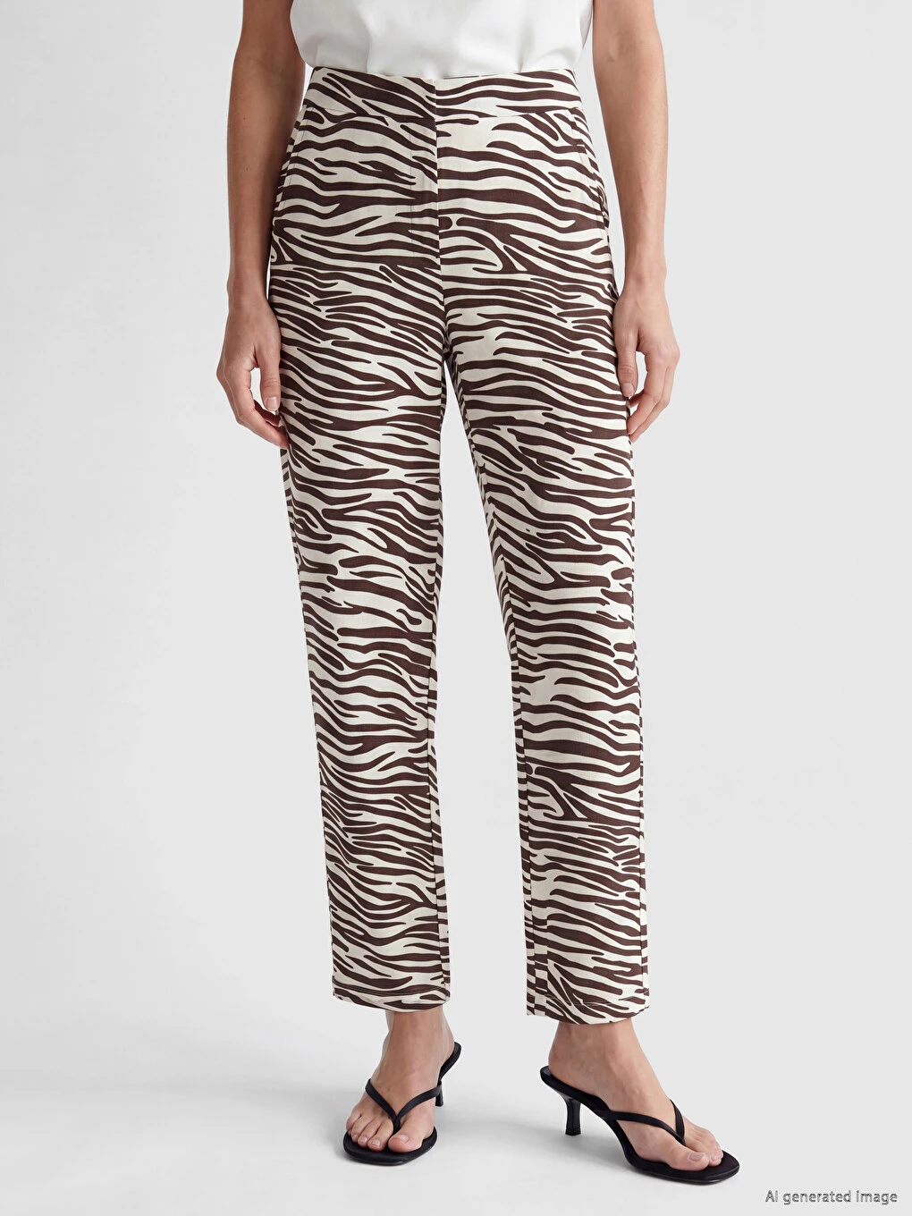 LCWAIKIKI Basic Ženske Pantalone Elastičnog Struka Zebra Dezena