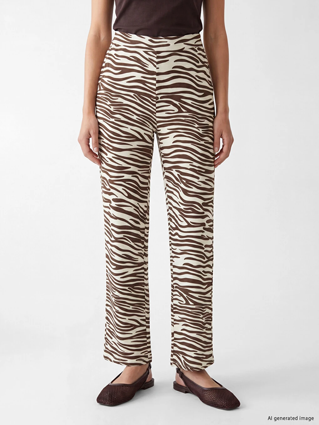 LCWAIKIKI Basic Ženske Pantalone Sa Elastičnim Strukom I Leopard Printom
