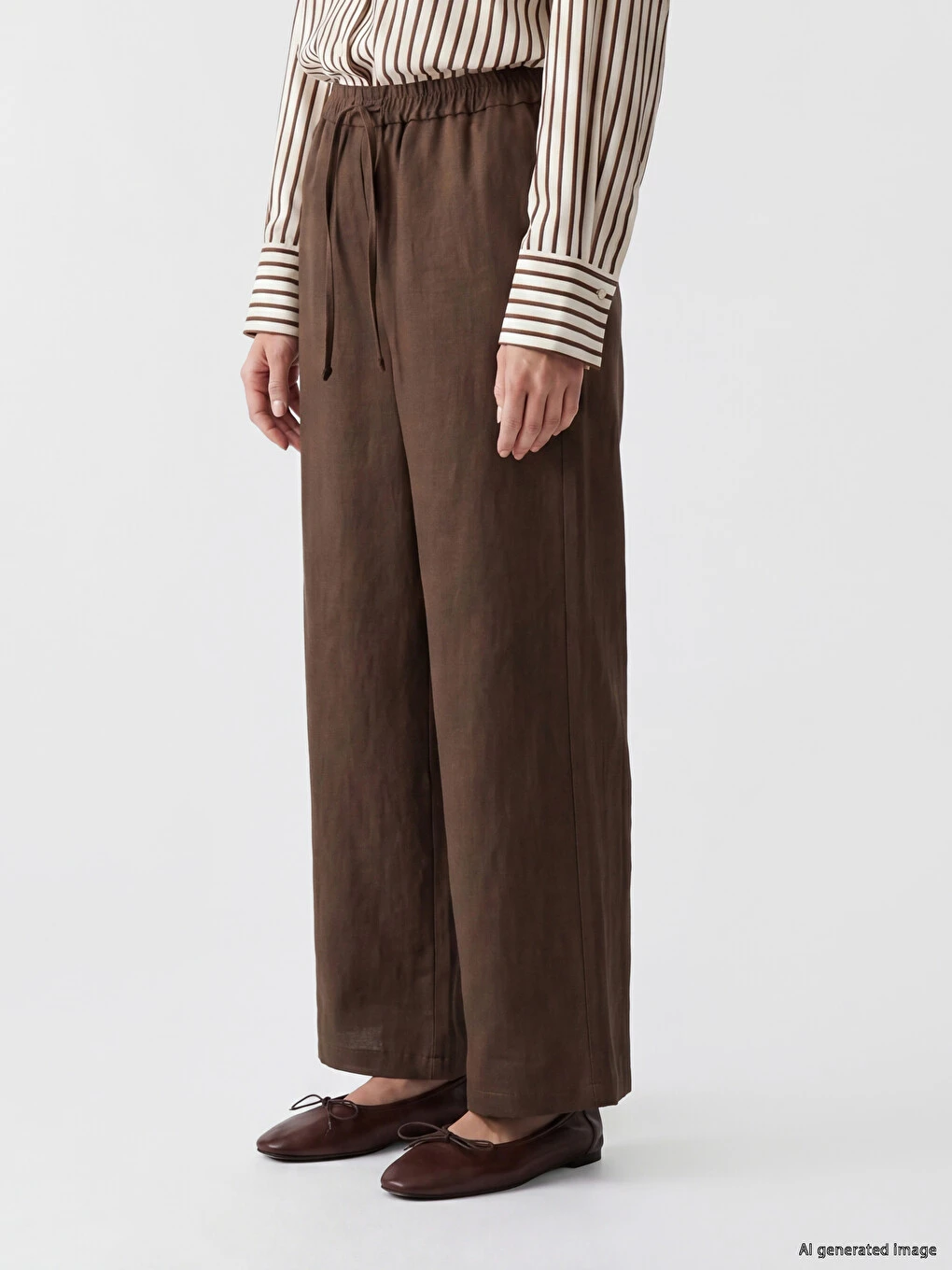 LCW Modest Ženske Pantalone Od 100% Lana Sa Elastičnim Strukom