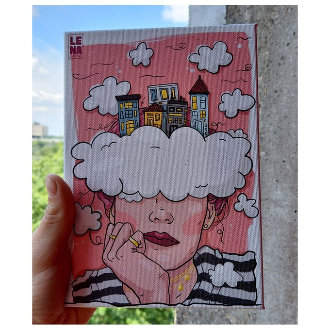 U oblacima - umetnički print na platnu