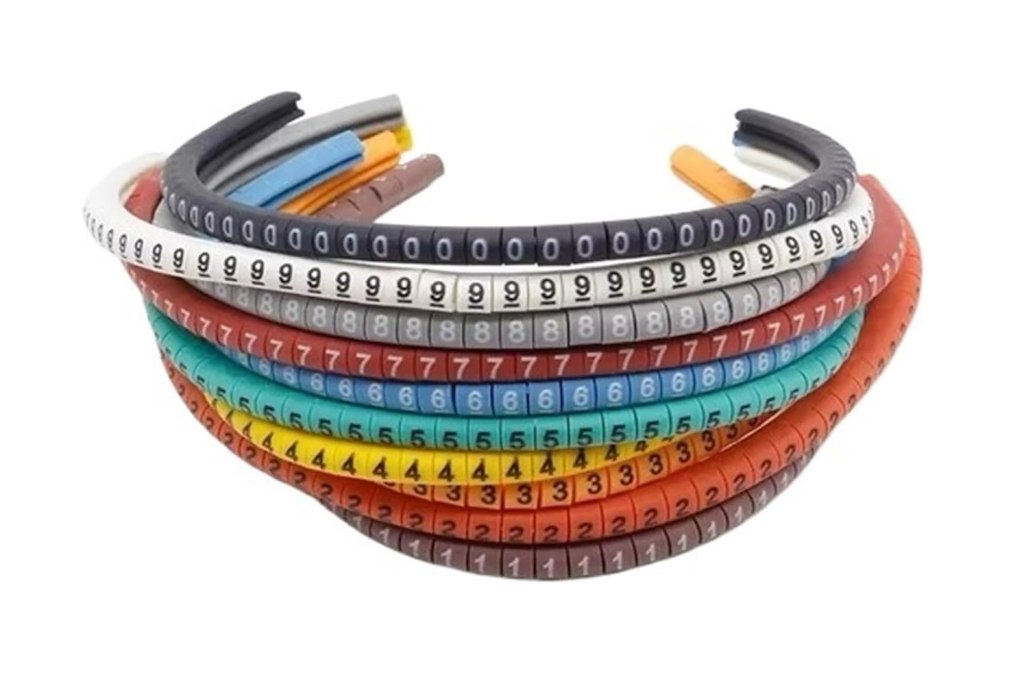 Oznake (Markeri) za kablove u boji 0-9 (1mm²–3mm²) – Komplet 500 komada