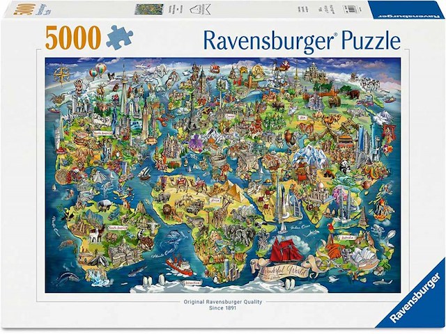 Puzzle slagalica 5000 delova Ilustrovana mapa sveta Ravensburger 12001738