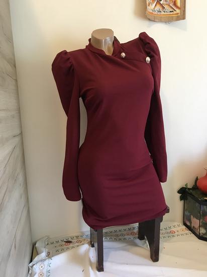 Nova DiVzeta bordo haljina zlatni dugmici S/M