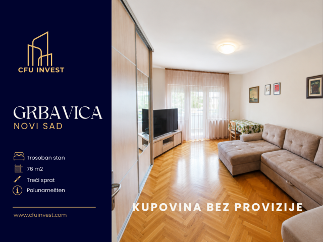 1000027 - Grbavica - odličan trosoban stan 76m2 (sa terasom)