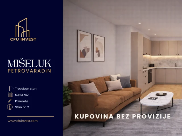 1000021 - Mišeluk - trosoban stan 54m2 u izgradnji (sa PDV-om)