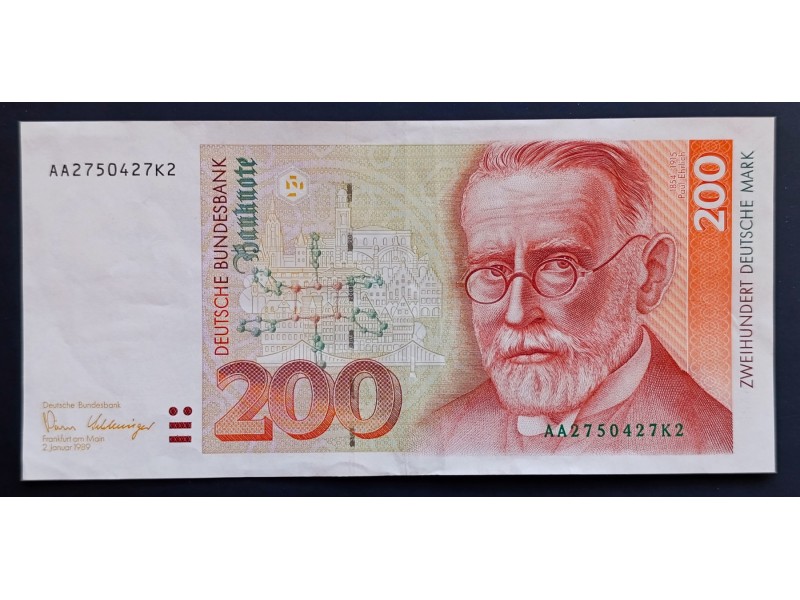 Nemačka 200 DM Maraka 1989 papirna Novcanica