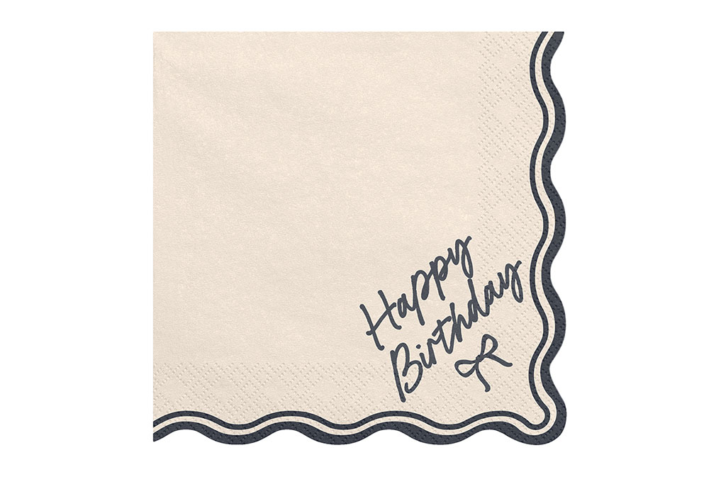 Salvete Happy Birthday crna mašnica 33cm – 12 kom