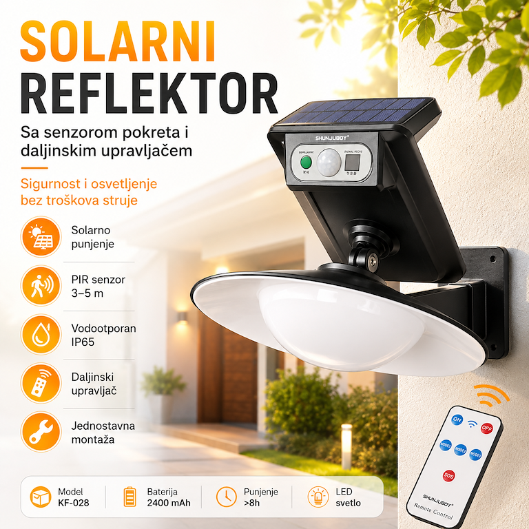 Solarni reflektor za sigurnost i osvetljenje