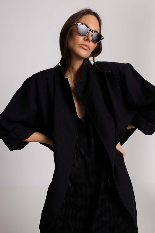 black linen shirt