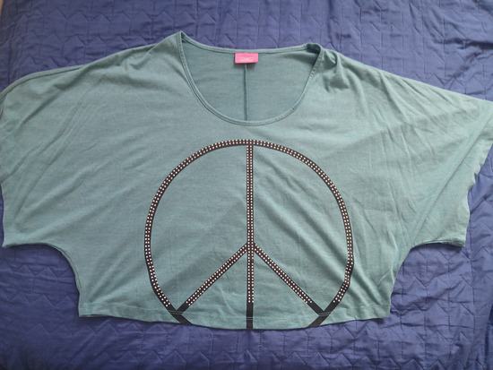 "Peace" krop tirkizna majica sa mis rukavima, S/M