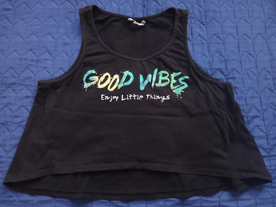 Clockhouse "Good vibes" crna crop top majica,L-XXL