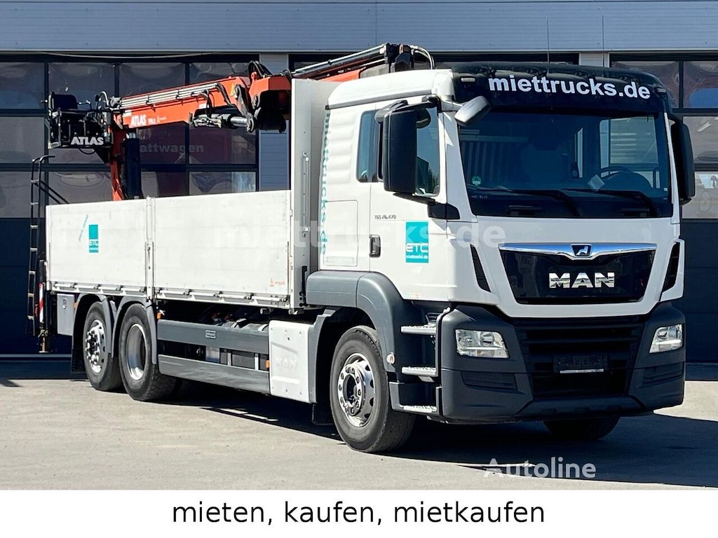 MAN TGS 26.470 6x2-4 BL Atlas 170.2 mit KM Zange kamion s ravnom platformom