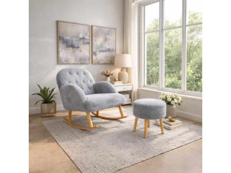 Atelier del Sofa Fotelja i tabure Dugmeli Grey