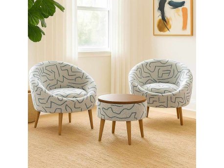 Atelier del Sofa Fotelje i klub stočić Lida Weave Dark Blue White