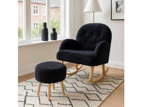 Atelier del Sofa Fotelja i tabure Dugmeli Black