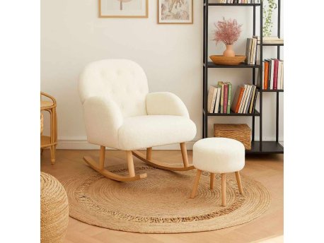 Atelier del Sofa Fotelja i tabure Dugmeli White