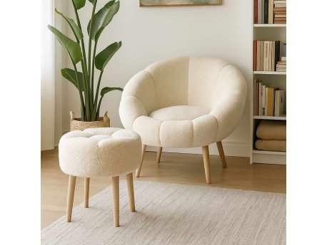 Atelier del Sofa Fotelja i tabure Lida Cream