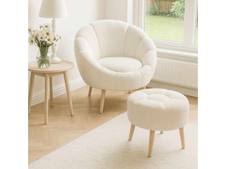 Atelier del Sofa Fotelja i tabure Lida White