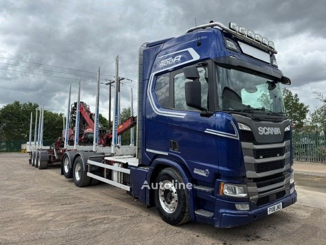 Scania R500 kamion za prevoz drva + šumarska prikolica