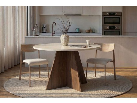 HANAH HOME Trpezarijski sto Virella Travertine Venezia Walnut