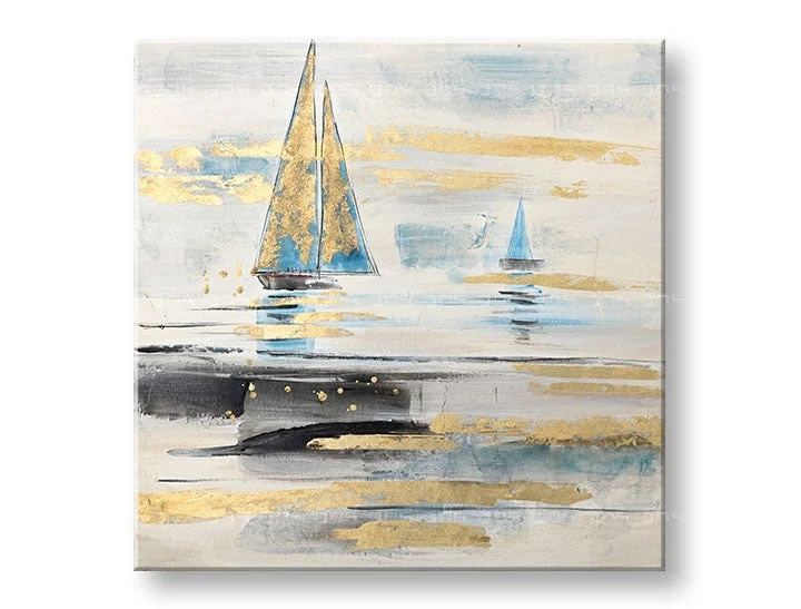 Ručno Slikana Slika Brodovi 80x80 Cm
