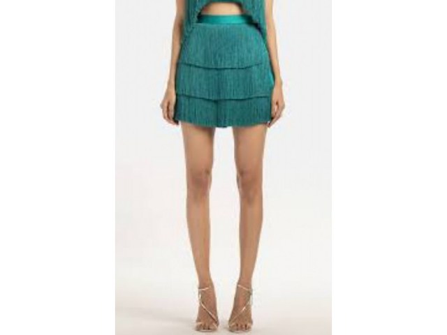 ZARA BASIC zelena mini suknja sa resama (BOHO stil) –S/