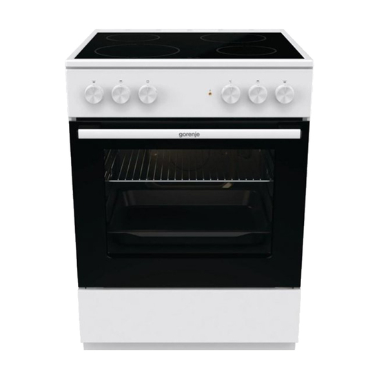 Električni šporet Gorenje GEC 6A11 WG, 7.2 kW, staklokeramika 4 ringle, 68 l, konvencionalna rerna, Bela boja