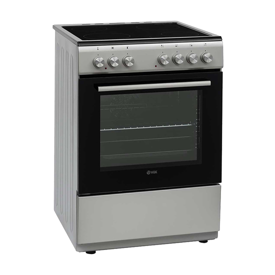 Električni šporet Vox CHT 6105 S, 8600W, Keramička ploča, Ventilatorska rerna, 69 l, Širina 60 cm, Siva boja