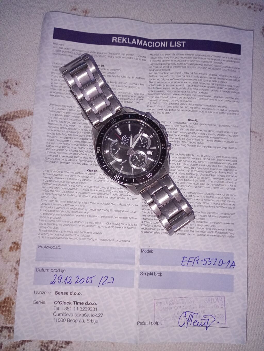 Casio Edifice EFR-552D-1A muški ručni sat - Model: EFR-552D-1A