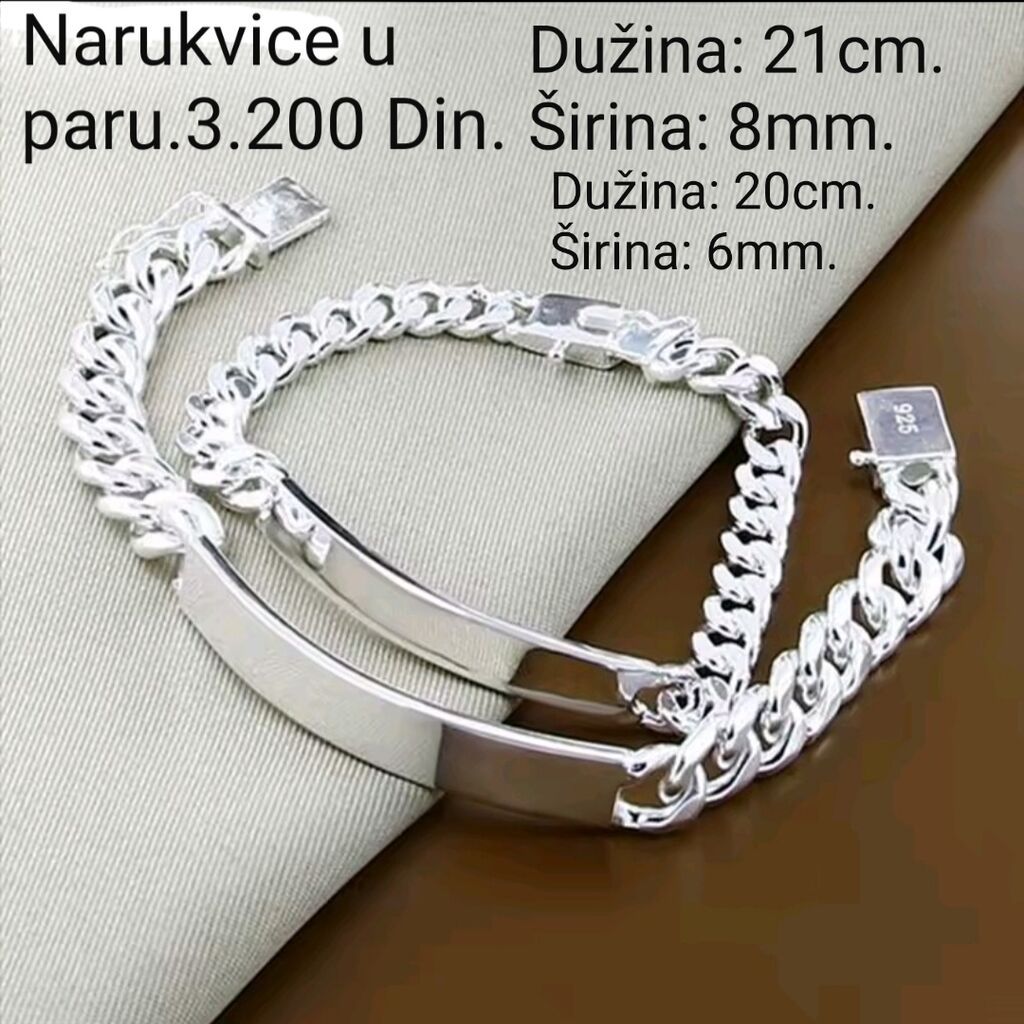 Posrebrene narukvice u paru sa žigom S925. od hirurskog čelika